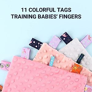 Cute Baby Security Tag Blanket withTeether,Soft,Soothing, Comfortable,Dotted Backing Taggy Teething Blanket for Boys and Girls. (Clouds)