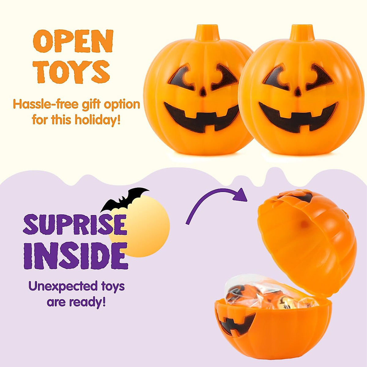 JOYIN 18PCS Halloween Mochi squishy toys with Mini Pumpkin Boxes for Kids Girls Boys, Prefilled Pumpkin Cases with Toys Inside, Halloween Party Favors Supplies Gifts, Trick or Treating Bags Fillers