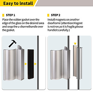 3" Shower Door Handle with Metal Strike and 3" Magnet fits 1/8", 5/32", 3/16" and 1/4" Thick Swing Glass Shower Doors,Shower Door Magnetic Strip Replacement.