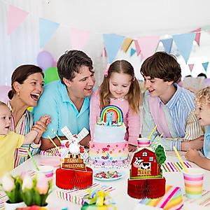 6 Pieces Farm Animals Honeycomb Centerpieces Farm Themed Cake Balls Table Toppers Barn Party Supplies Indoor and Outdoor 3D Table Decorations for Farm Animals