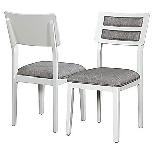 Goozio 6 Piece Dining Table Set,Wood Dining Table and 4 Upholstered Chairs and Bench with Cushion, Classic Traditional Style Kitchen Table Set for 6 Person,White+Gray