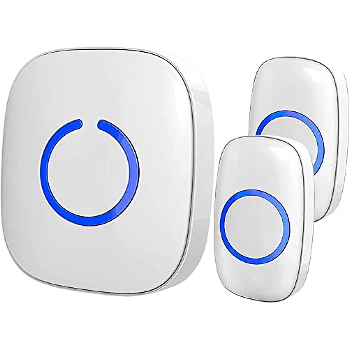 SadoTech Wireless Doorbells for Home, Apartments, Businesses, Classrooms, etc. - 2 Door Bell Ringer & 1 Plug-In Chime Receiver, Battery Operated, Easy-to-Use, Wireless Doorbell w/LED Flash, White