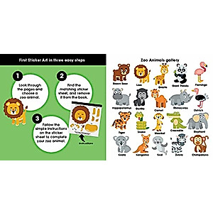 First Sticker Art: Zoo Animals: Color By Stickers for Kids, Make 20 Animal Pictures! (Perfect Christmas Gift, Stocking Stuffer for Ages 3+)