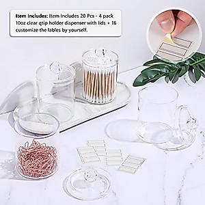 4 Pack Q Tip Holder, Apothecary Jars with Lids, 10 oz Acrylic Qtip Holder Bathroom Set, Cotton Ball Holder, Cotton Swab Holder, Cotton Round Pads Holder Qtip Dispenser Bathroom Jars