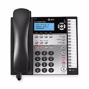 AT&T 1070 4-Line Expandable Corded Phone System with Caller ID/Call Waiting and Speakerphone, 1 Handset, Black/Silver