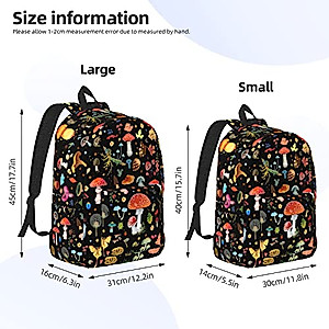 Mushroom Backpack Casual Canvas Backpack Travel Daypack Laptop Bookbag For Boys And Girls With Adjustable Padded Shoulder Straps Day Pack For College Travel Hiking Camping Sports Shoulder Bag