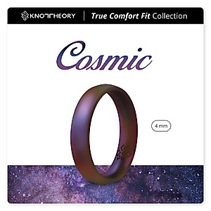 Knot Theory Cosmic Silicone Ring for Women - Breathable Comfort Fit 4mm Wedding Band Size 11 February Birthstone