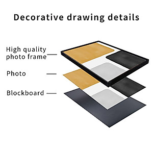 Wall Art Modern Abstract Canvas Framed Wall Art 3 Piece Set Of Painted Prints Boho Style For Living Room Bathroom Kitchen Office Wall Decor Artwork (black 16" X 24"X 3 pieces)