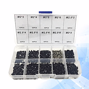 TEHAUX 500pcs Set Lap Desk Head Bolt Self Tapping Screws Metal Screws Computer Screws Head Cap Screw Cross Head Screw 6mm Machine Screws Small Black Screws Laptop Screw Group