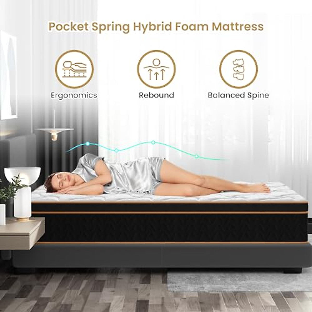 BedStory Queen Mattress, Innerspring Hybrid Mattress with Gel Memory Foam Individual Wrapped Coils Spring Mattress Medium Plush for Pressure Relief CertiPUR-US Certified 60 x 80 Inch