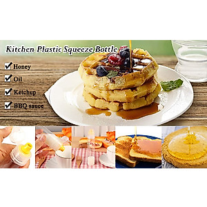 AKOAK 4 Pcs Reusable Plastic Squeeze Bottle Dispenser, Salad Dressing, Ketchup, Honey Storage Bottle, Perfect for Kitchen Accessories