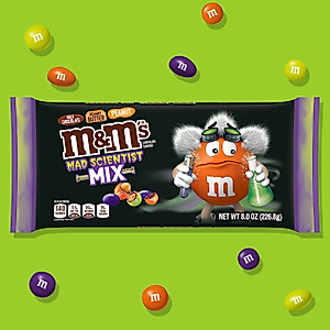 M&M'S Mad Scientist Mix Peanut, Peanut Butter & Milk Chocolate Assorted Halloween Candy, 8 oz Bag