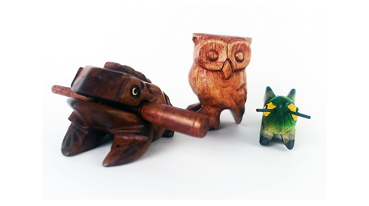 Guiro and Percussion Instruments animal Group Wooden 3 Pieces includes ...