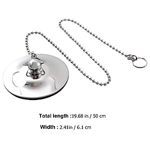 COOLHIYA Bath Drainer Plug Drain Filter Sink Stopper Drain Stopper with Chain Bathroom Accessories Shower Plug Cover Kitchen Sink Plug Sink Drain Sink Bathtub Bath Plug Seal Eraser Silver