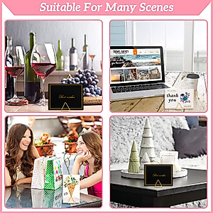 60 Pieces Table Number Holder Place Card Holder Christmas Party Wedding Triangle Shape Table Card Holder Photo Picture Holder Stand Clip for Wedding Baby Shower, Suitable for Small Card(Gold)