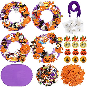 Fancy Land Halloween Wreath Craft Kit Foam Crafts for Kids Trick or Treat Decorations 12 Sets