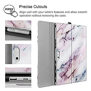 Fintie Case for 12.3 Inch Microsoft Surface Pro 7 Plus, Surface Pro 7/6/5/4/3 - Portfolio Business Cover with Pocket, Compatible with Type Cover Keyboard, Marble Pink