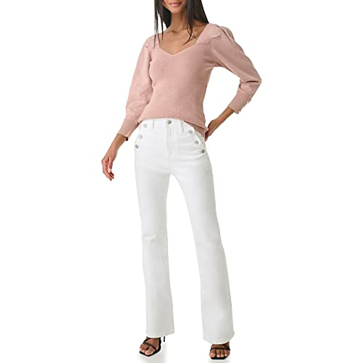 Karl Lagerfeld Paris Women's Everyday Casual Sparkle Sweater, Dune Pink Multi