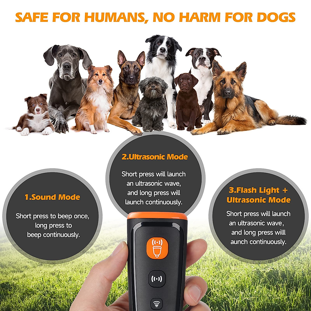 MZBYDLM Anti Barking Device Ultrasonic Dog Bark Deterrent LED Flash+Sound Wave Drive Dog Barking Deterrent Dog Barking Control Devices Ultrasonic Bark Control Training &Behavior Aids for Dogs
