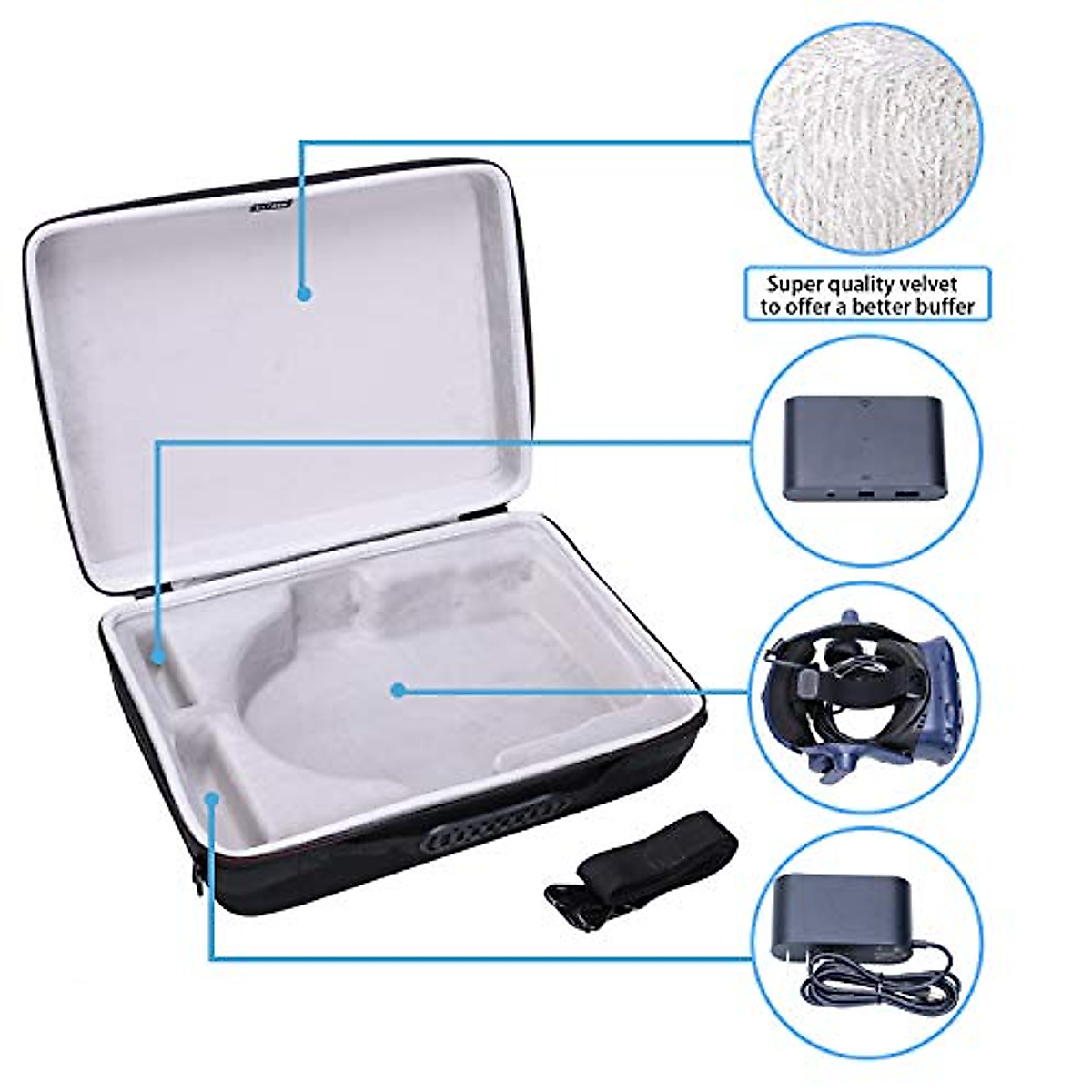LTGEM EVA Hard Case for HTC Vive Pro Virtual Reality Headset or HTC Vive Pro 2 Headset