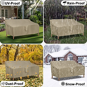 OutdoorLines Outdoor Waterproof Patio Loveseat Couch Cover - UV Resistant Patio Sofa Furniture Covers Weatherproof Heavy Duty Glider Covers for Outdoor Furniture, 58Wx32.5Dx31H Inches, Camel