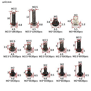 450pcs Laptop Notebook Computer Screw Replacement Kit Set with Screwdriver for IBM HP Dell Lenovo Samsung Sony Toshiba Gateway Acer Asus
