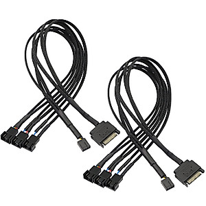 XMSJSIY SATA to 3 Pin 4 Pin PWM Fan Adapter Splitter Hub for 12V Desktop Computer Cooler Case Fans, 2 Pieces Packing