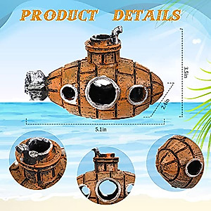 3 Pcs Floating Fish Tank Decorations Aquarium Air Pump Decorations Include Hanging Lovely Diver for Aquarium and Retro Old Submarine Wreck Ornament Artificial Resin Accessories for Fish Tanks Pool