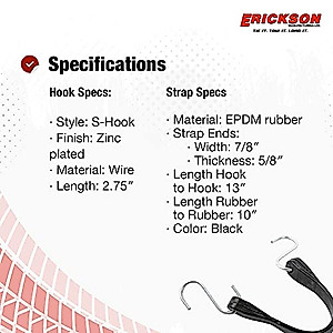 Erickson 06601 10" Long Industrial EPDM Rubber Tarp Strap, (Pack of 4)