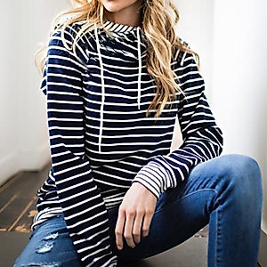 Women Blouse,IEason Womens Long Sleeve Hoodie Sweatshirt Jumper Hooded Pullover Tops Blouse (XL, Navy)