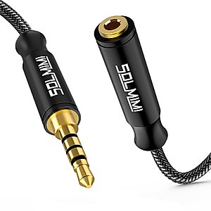 SOLMIMI 3.5 mm Headphone Extension Cable, TRRS 4-Pole Male to Female Headset Audio Extension Cable AUX Cord for Phones, Gaming headsets, TV, Laptop, PC, Car Audio, Speakers, MP3(7 Feet)