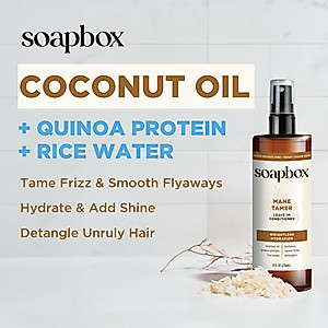 Soapbox Leave-In Conditioner, Mane Tamer, Leave in Conditioner Spray to Tame Frizz, Smooth Fly Aways, Hydrate, Add Shine & Detangle Dry, Damaged Hair, Paraben Free, Vegan, 8oz