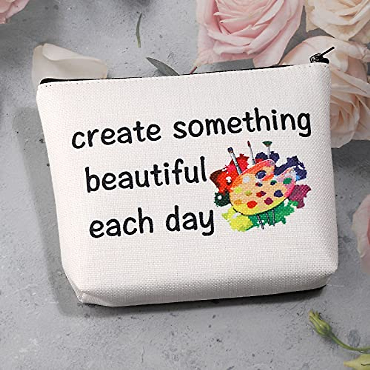 MBMSO Artist Makeup Bag Paint Brush Bag Create Something Beautiful Each Day Painter Gifts Painting Lovers Gifts (Artist)