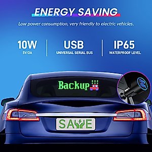 KJOY USB 5V LED Sign, Bluetooth, App Control, Flexible, Programmable Custom Text Pattern Animation Scrolling Display for Car, Store, Party, Bar, Hotel, Concert, 14.6''x3.6''