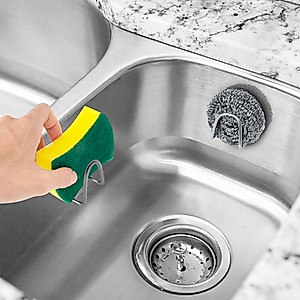 ESINAM 2Pcs Sponge Holder for Kitchen Sink, Strong Adhesive Clear Acrylic Kitchen Sink Sponge Caddy for Kitchen Organization in Sink， Multifunctional Inside Sink Sponge Holder