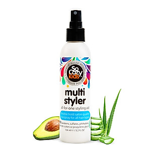SoCozy Multi Styler, Styling Hair Spray for Kids, Safe for Everyday Use (5.2 Fl Oz) Holds Like a Light Gel, Gentle Formula with Quinoa, Vitamin B5 & Aloe, No Parabens, Sulfates or Synthetic Colors