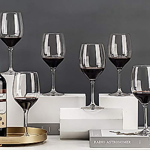 FAWLES Crystal Red Wine Glasses Set of 6, 17 Ounce Thin Rim Classic Rounded Bowl Stemmed All-purpose Wine Glass Set, Housewarming/Anniversary/Wine Gift Set