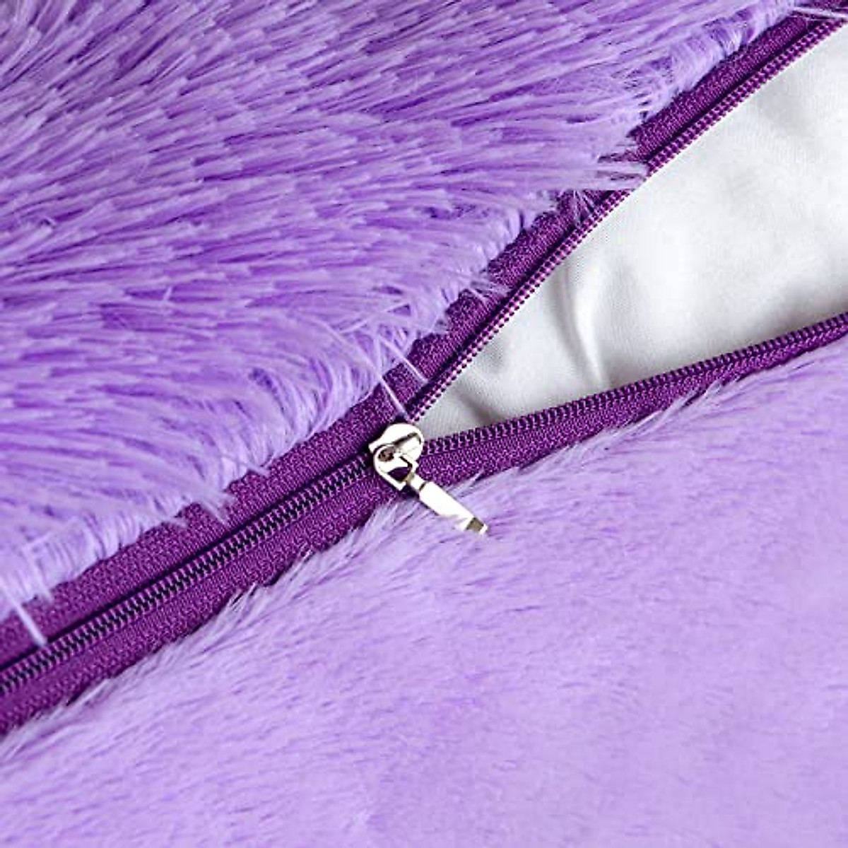 MIULEE Pack of 2 Luxury Faux Fur Throw Pillow Cover Deluxe Decorative Plush Pillow Case Cushion Cover Shell for Sofa Bedroom Car 18 x 18 Inch Light Purple