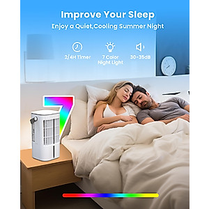 LATITOP Portable Air Conditioners Fan, Air Cooler Evaporative 180°Auto Rotation, 3 Wind Speed, 2-4H Timer, Mini Cooling Fan for Room Home Bedroom Office