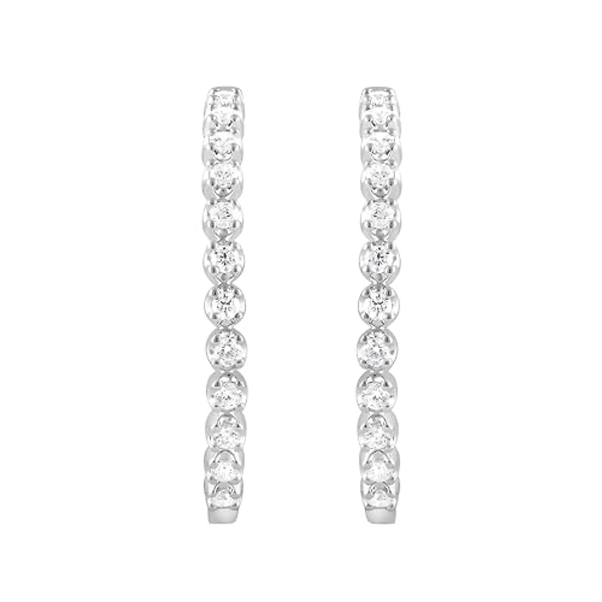 Beyond Brilliance 1.00 Carat Natural Diamond Hoop Earrings in Sterling Silver | Inside-out Round Cut | Hypoallergenic | Fine Jewelry for Women | Gift Box Included