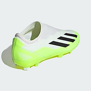 adidas X Crazyfast.3 Firm Ground Sneaker, White/Core Black/Lucid Lemon, 13.5 US Unisex Little Kid