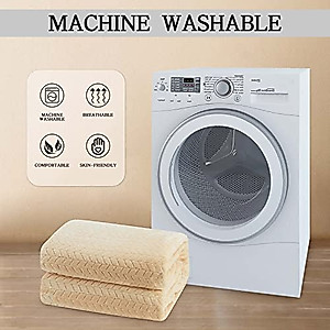 inhand Fleece Throw Blankets, Super Soft Flannel Cozy Blankets for Adults, Washable Lightweight Fuzzy Blanket for Couch Sofa Bed Office, Throw Size Warm Plush Blankets for All Season (50"×60",Cream)