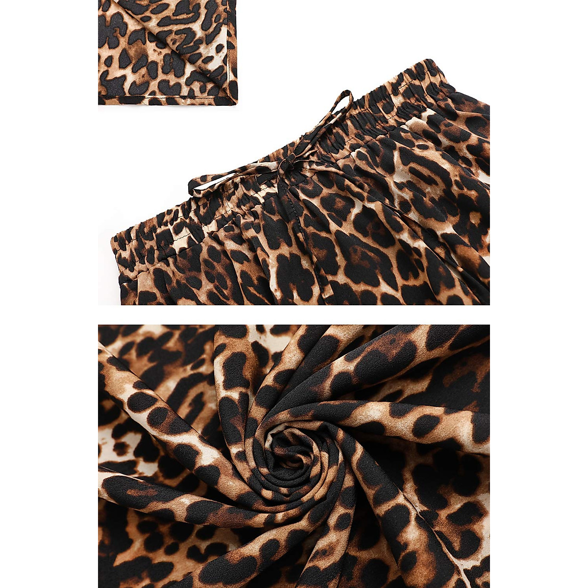 Bluetime Women Boho A-Line Long Skirt Leopard Print Chiffon Beach High Waisted Summer Maxi Skirts (S, Floral1)