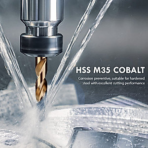 MACXCOIP Metric 13Pcs M35 Cobalt Drill Bit Set, 1.5mm-6.5mm HSS Cobalt Jobber Drill Bits, for Hardened Metals, Stainless Steel, Cast Iron and Wooden Plastics, with Plastic Index Storage Box