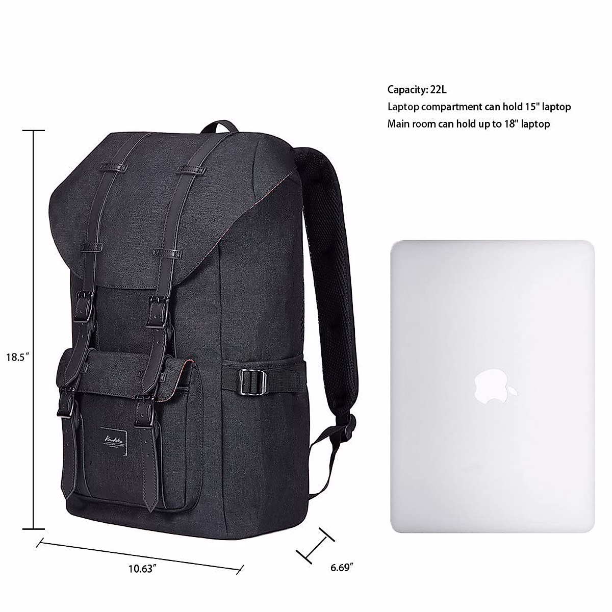Travel Laptop Backpack, Outdoor Rucksack, School backpack Fits 15.6(Linen Black)
