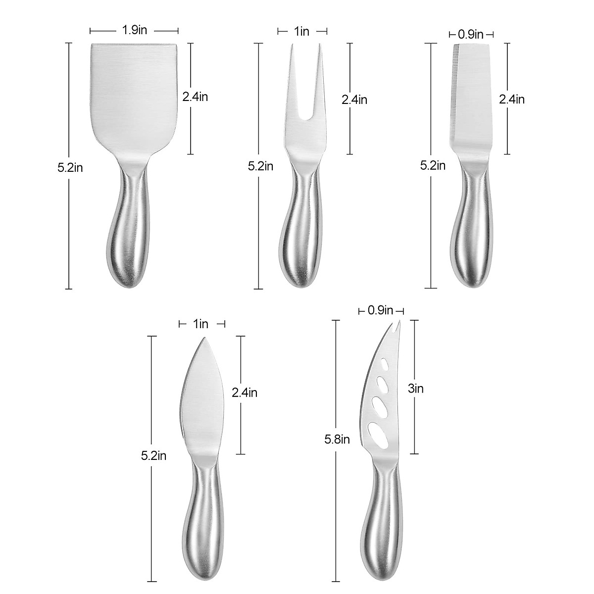 CGGYYZ Cheese Knives Set of 5, Kitchen Gadgets Slicer Cheese Board Charcuterie Accessories for Valentines Day Gifts, Stainless Steel Blade Cheese Knife Set for Charcuterie Boards Cheese Cutter