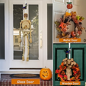 WKHOMEDECO 2 Pack Pumpkin Witch Wreath Hangers for Front Door,Fall Decoration Metal Over The Door Wreath Hanger Ornament,Door Wreath Hanger…