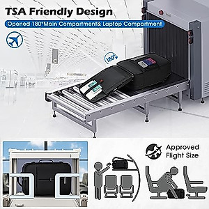 Travel Backpack for Men 40L Carry on Backpack Airline Approved 17 Inch Laptop Backpack Waterproof Large Travel Backpack Luggage Daypack Business College Weekender Overnight Backpack Men Women, Black