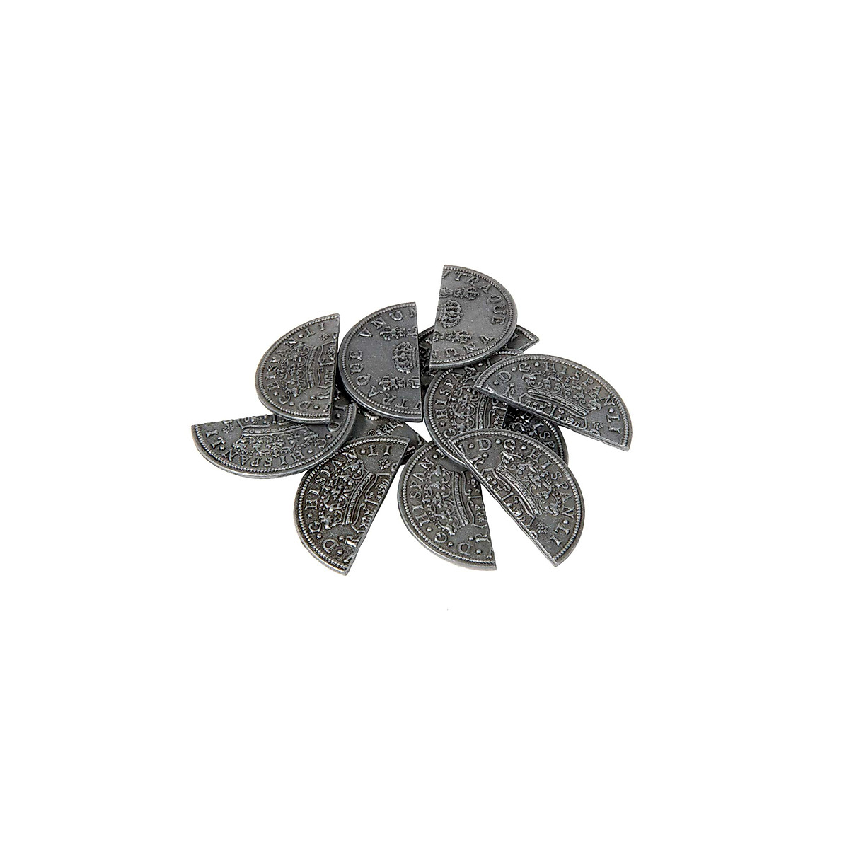 The Broken Token Prop Coins - 25mm Silver Pieces of Eight Themed Gaming Replica Coins Pack of 12, Historical Prop and Novelty Coins