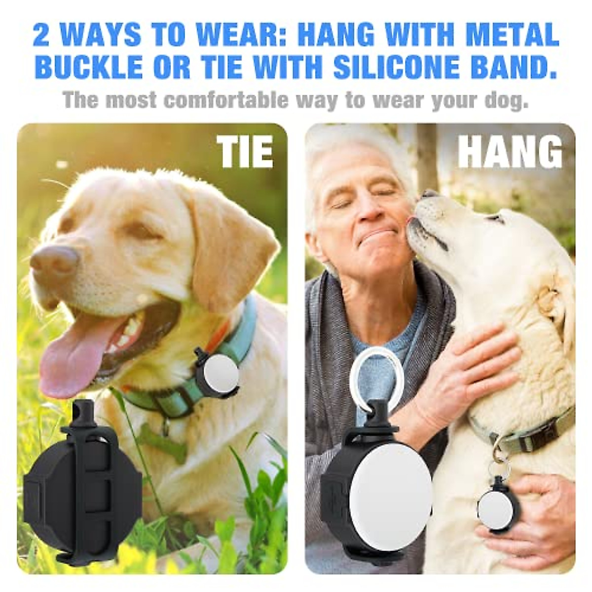 Dog Collar Light, USB-C Rechargeable Dog Lights for Night Walking, 4 Modes Dog Light Contain RGB Color Changing/Red/2 White, IP68 Waterproof Dog Walking Light with Silicone Band & Round Clip (2 Pack)